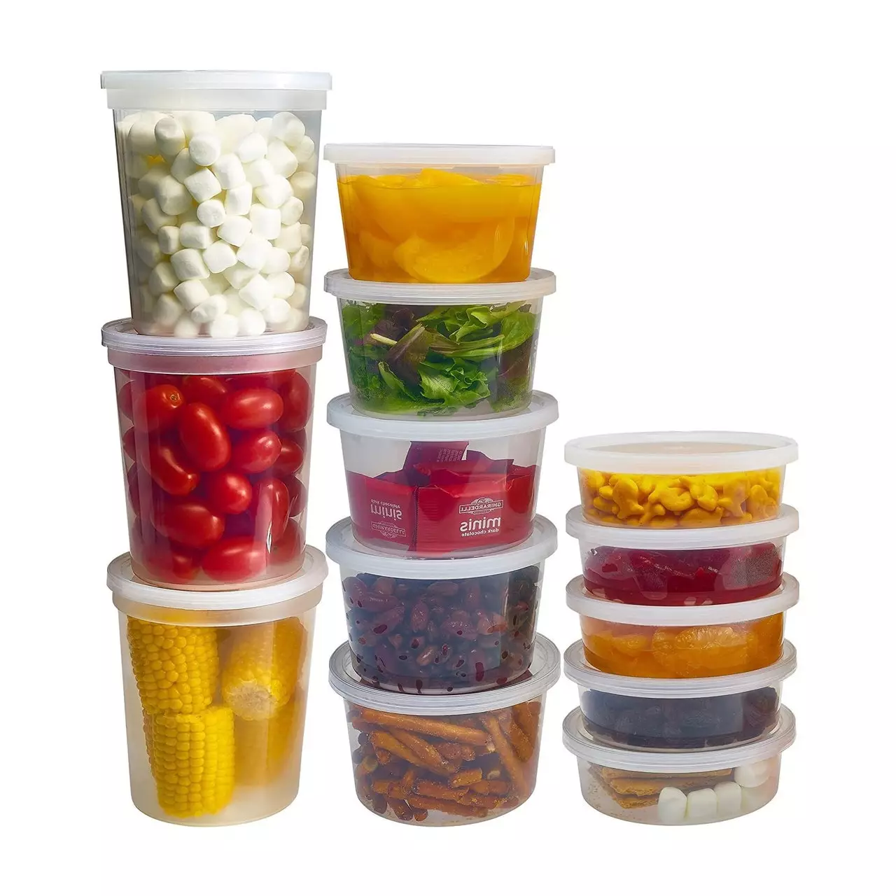 Pojemniki do przechowywania żywności DuraHome z pokrywkami 8 uncji, 16 uncji, 32 uncje Freezer Deli Cups Combo Pack.