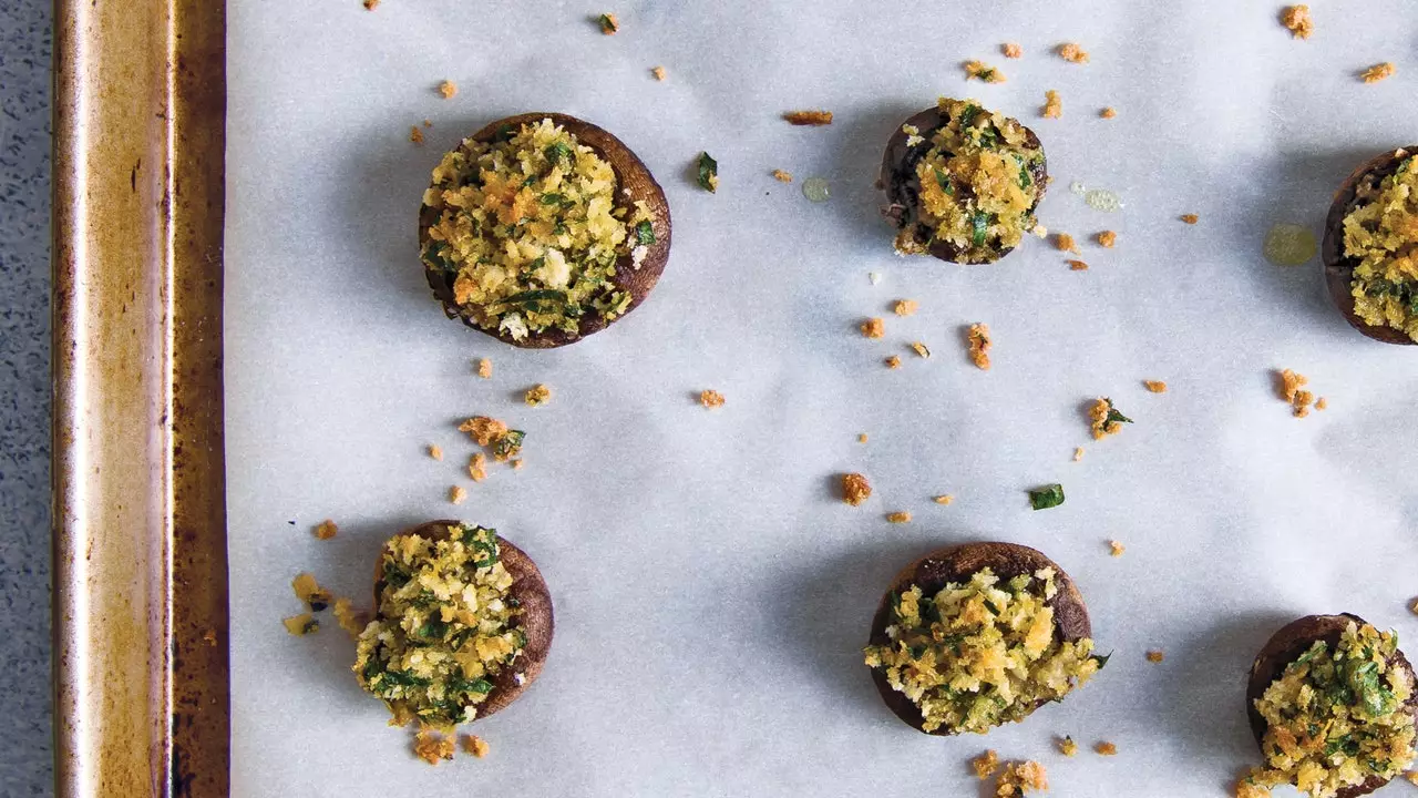 Crunchy Stuffed Cremini Mushrooms