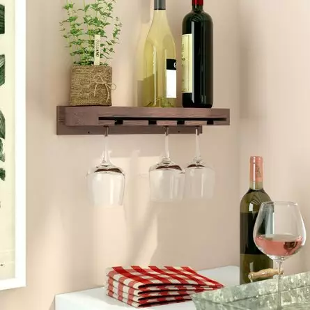 قفسه شیشه ای شراب دیواری چوب جامد Eriton در ناتمام.