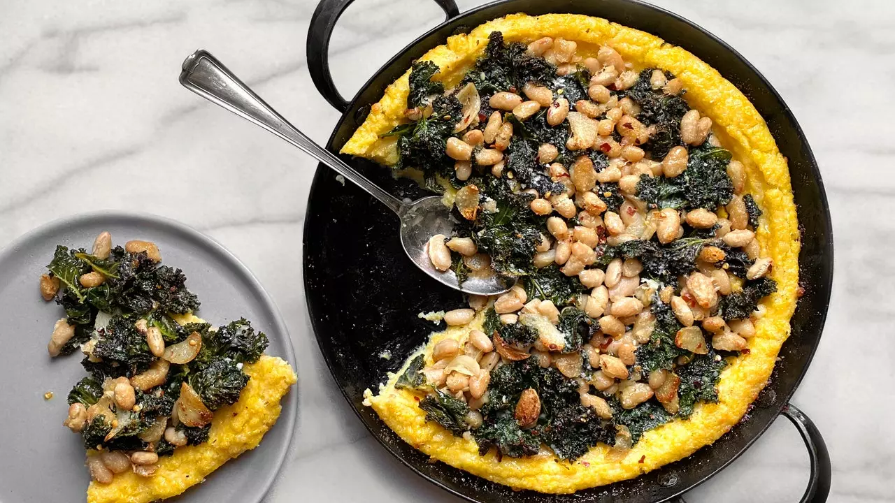 Polenta al forn de mongetes i verdures