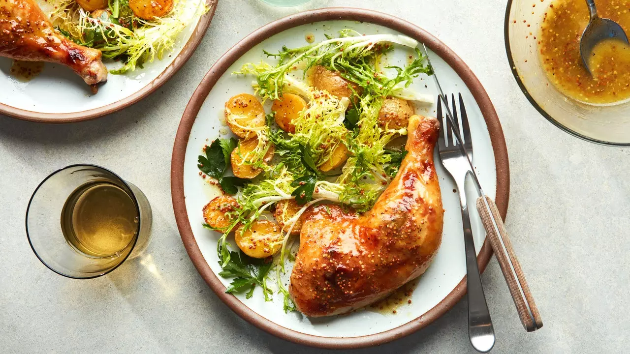 Pollo Alla Senape Al Miele Con Patate E Insalata Di Senape