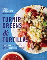 Panutup buku masak Turnip Green & Tortillas sareng poto taco muka muka.
