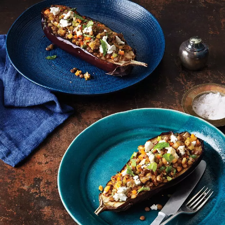 L'image peut contenir de la nourriture végétale et de l'aubergine