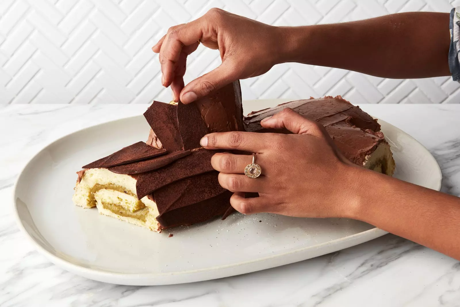 Φωτογραφία ενός προσώπου διακόσμηση Buche de Noel.