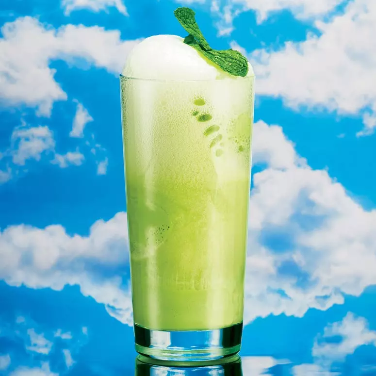 Slika može sadržavati Piće Limunada Napitak Koktel Alkohol Vaza Keramička staklenka Shaker za bocu soka i biljka u saksiji