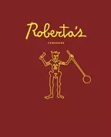 Robertas kokebokomslagsbilde med gul illustrasjon på rødbrun bakgrunn.