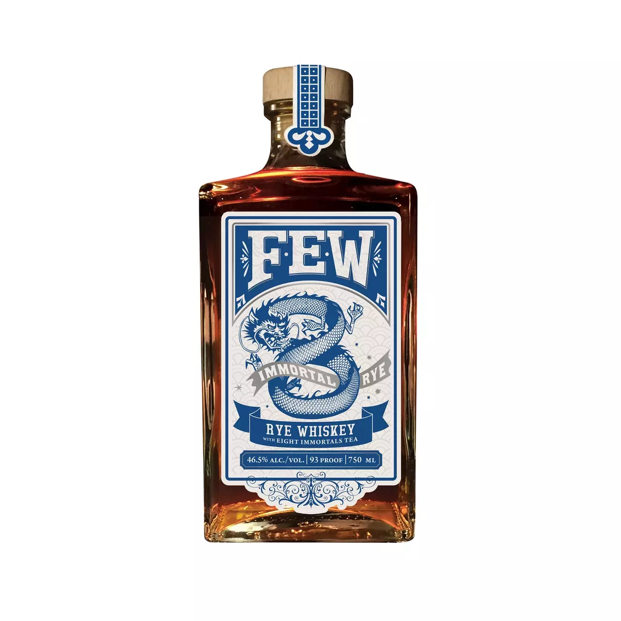 Foto einer Flasche Immortal Rye Whiskey von Few.