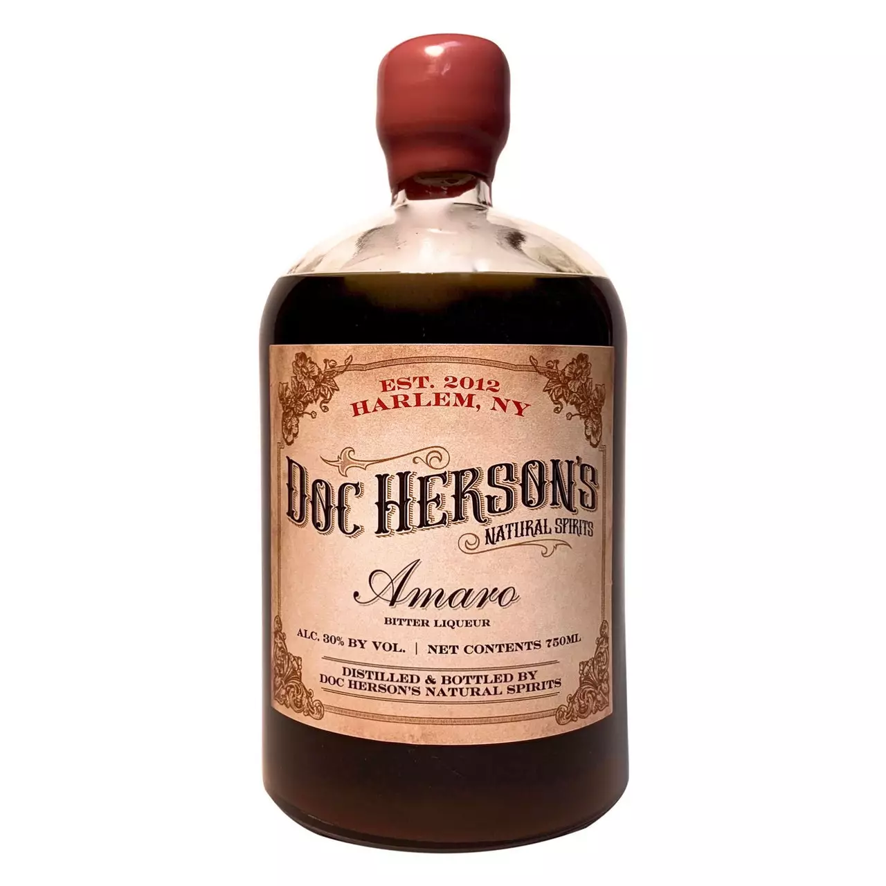 Foto de una botella de Amaro de Doc Herson's Natural Spirits.