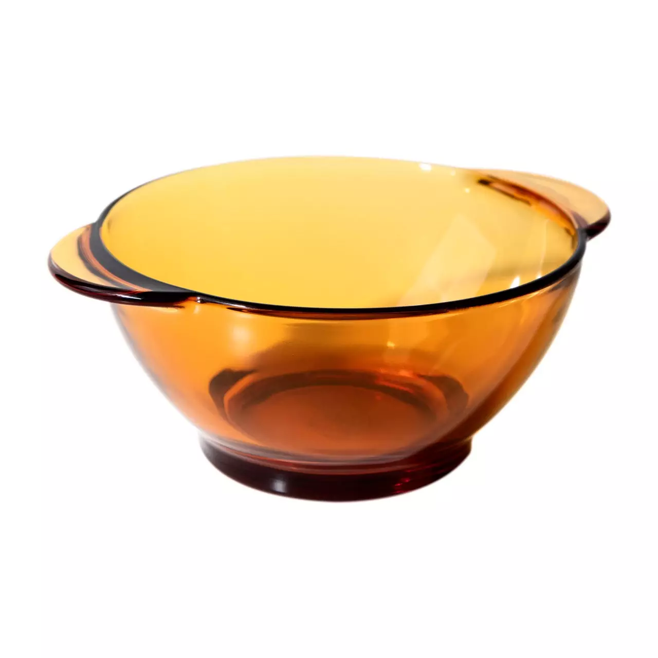 Litrato sa usa ka amber nga panaksan gikan sa French Glass Dinnerware nga gitakda ni Duralex.