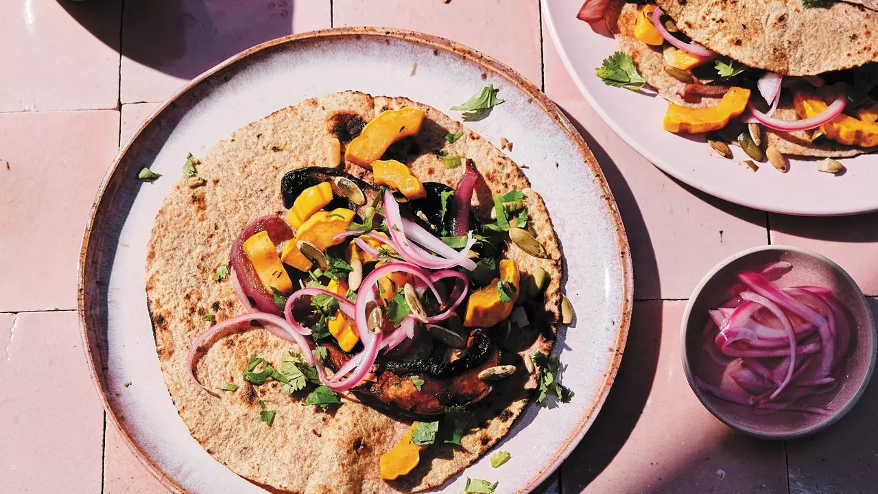 Baharatlı Squash ve Portobello Tacos