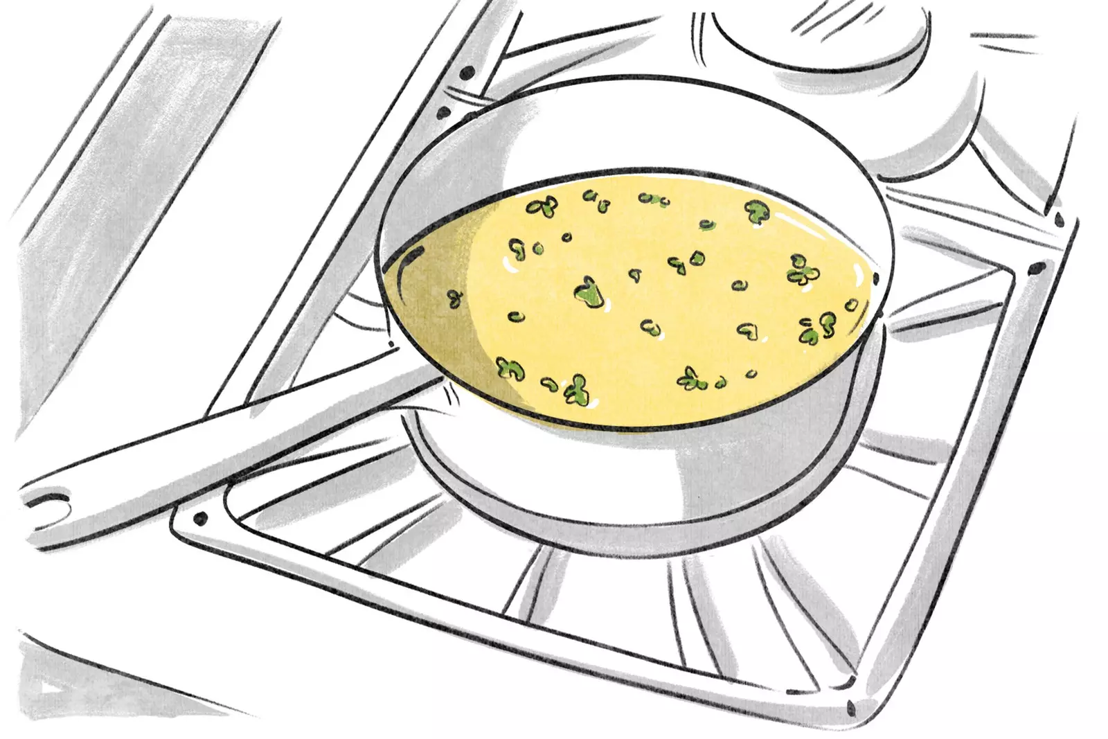 Foto av smør som tilføres cannabis ved å bruke en kasserolle på en komfyrtopp.
