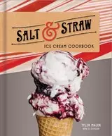 Salt & Straw სამზარეულოს წიგნის ყდა ორი კოვზი ნაყინის ფოტოთი ნაყინის კონუსში.