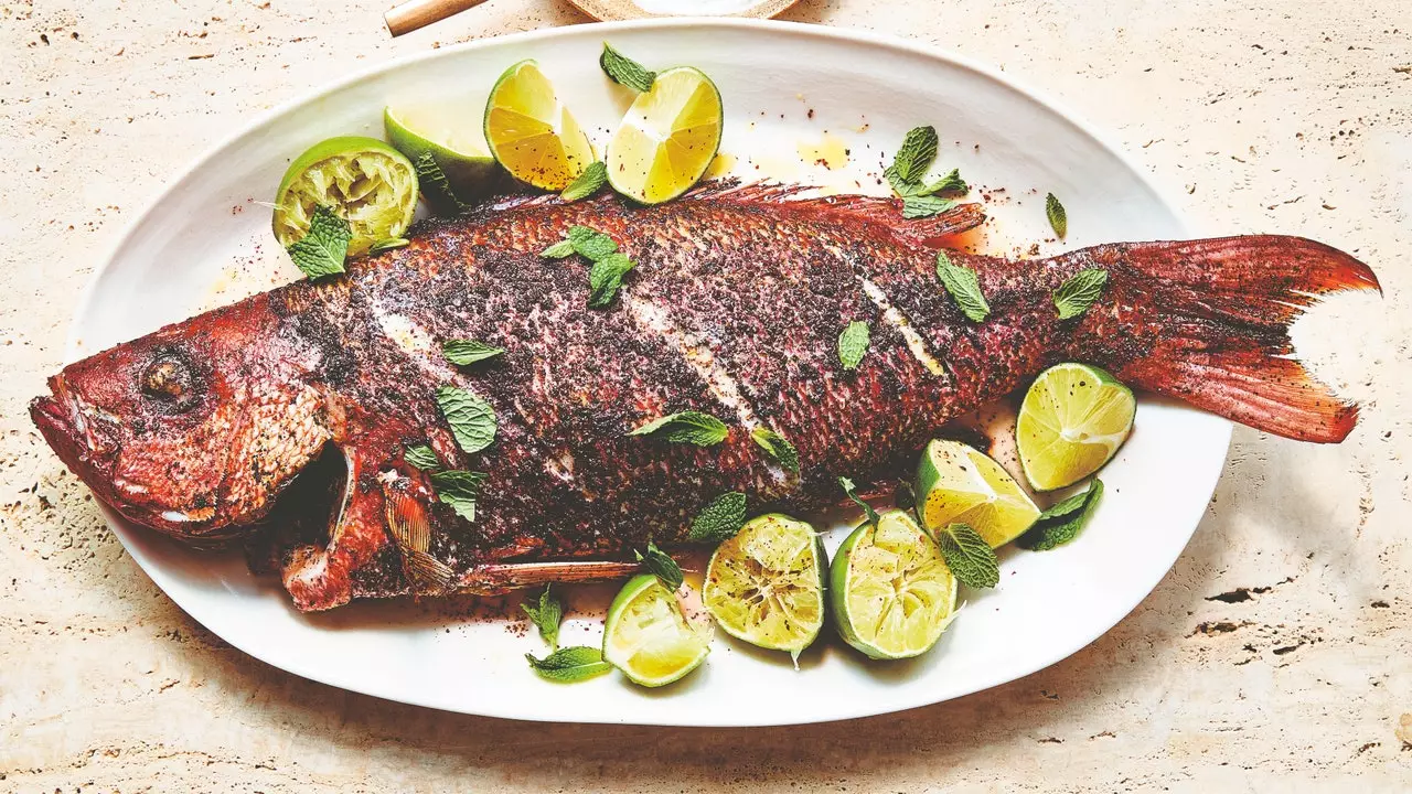 Sumac-Snapper Roasted With Lime Yogurt